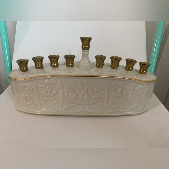 Lenox | Accents | Vintage Lenox Ivory Gold Embossed Porcelain Channuka ...